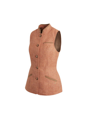 Madeline - Women's Gilet - Coral Herringbone | Fairfax & Favor