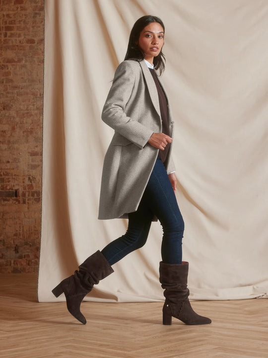 Bakewell - Women's Slouch Boots - Chocolate Suede | Fairfax & Favor