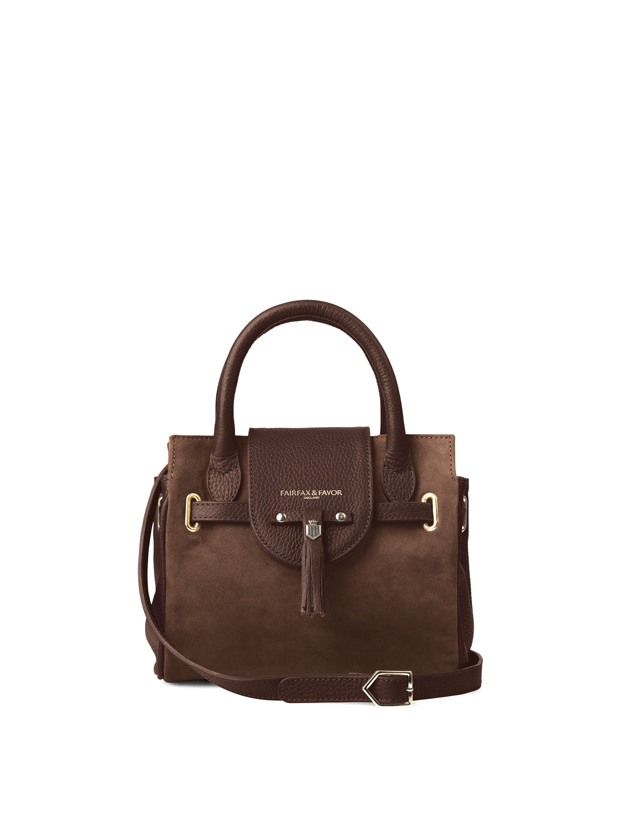 Mini Windsor - Women's Handbag - Chocolate Suede | Fairfax & Favor