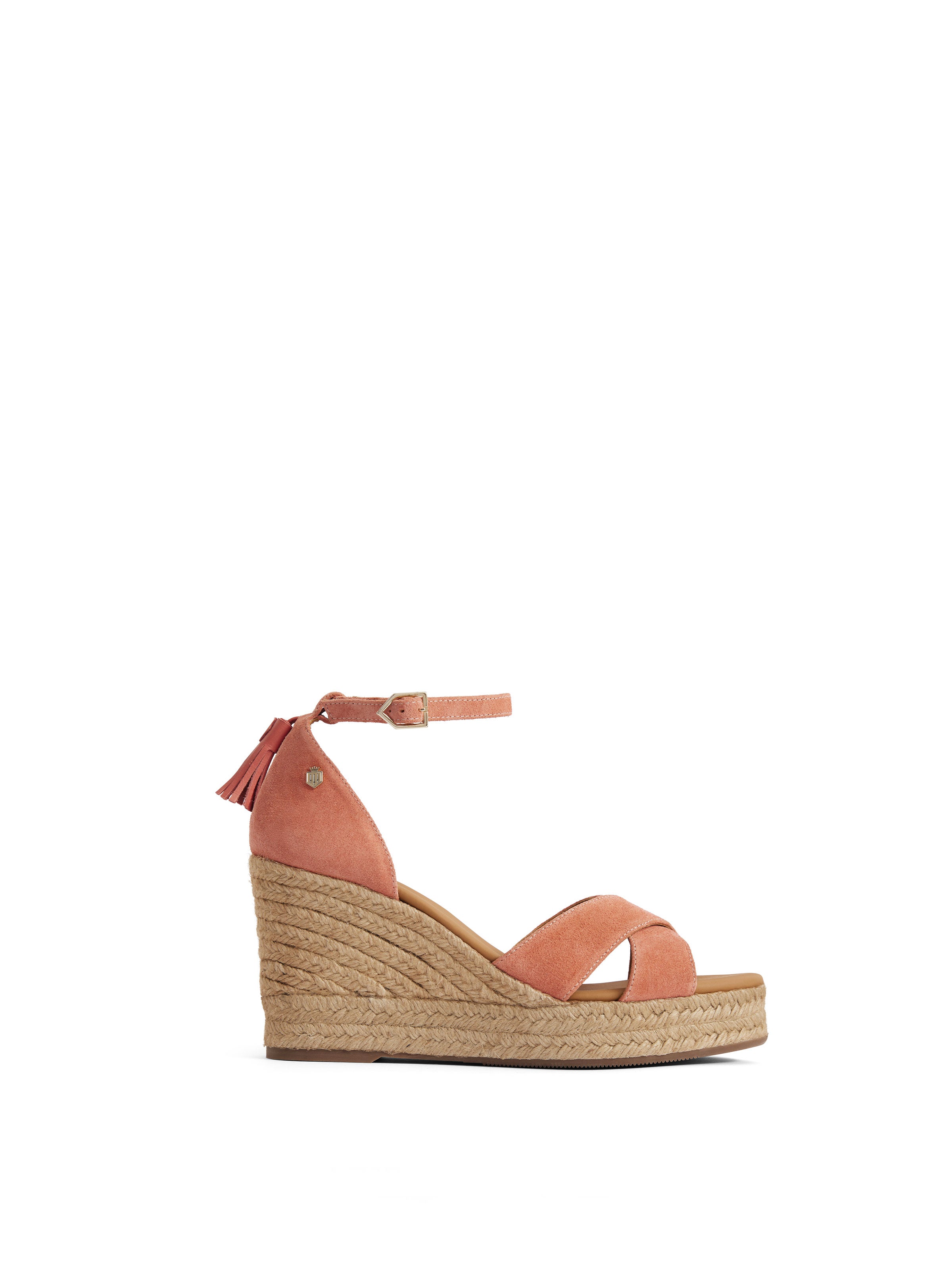 Valencia - Women's Wedges Sandals - Melon Suede | Fairfax & Favor