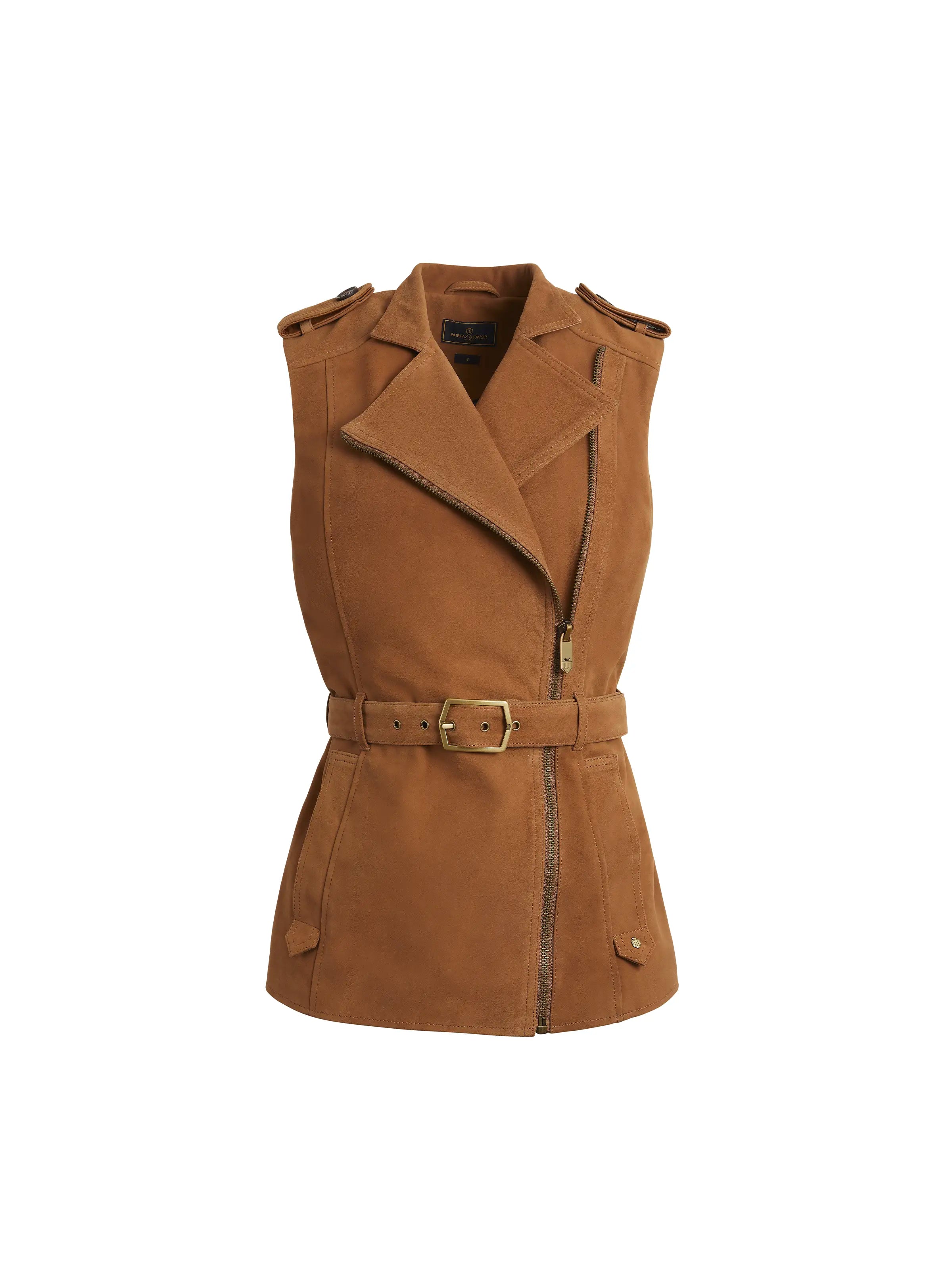 Primrose - Women's Gilet - Tan Suede | Fairfax & Favor