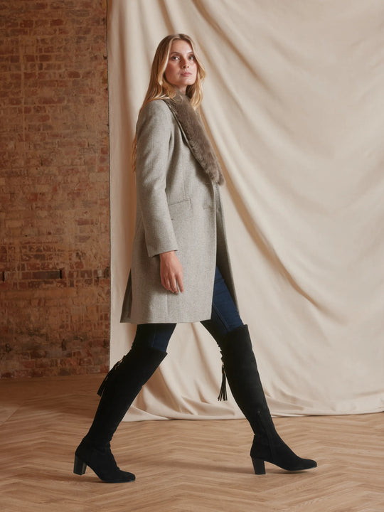 Amira - Women's Over the Knee Boots - Black Suede | Fairfax & Favor