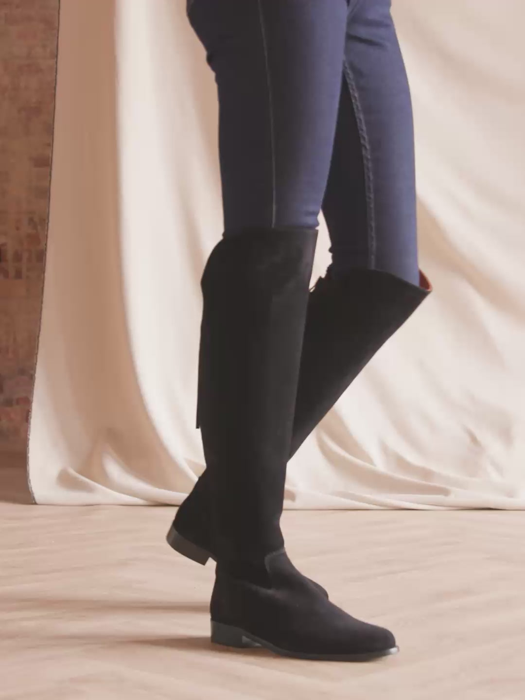 Flat Amira - Women's Over the Knee Boots - Black | Fairfax & Favor