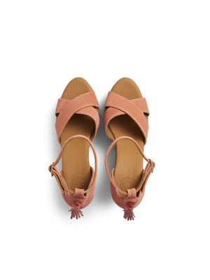 Valencia - Women's Wedges Sandals - Melon Suede | Fairfax & Favor