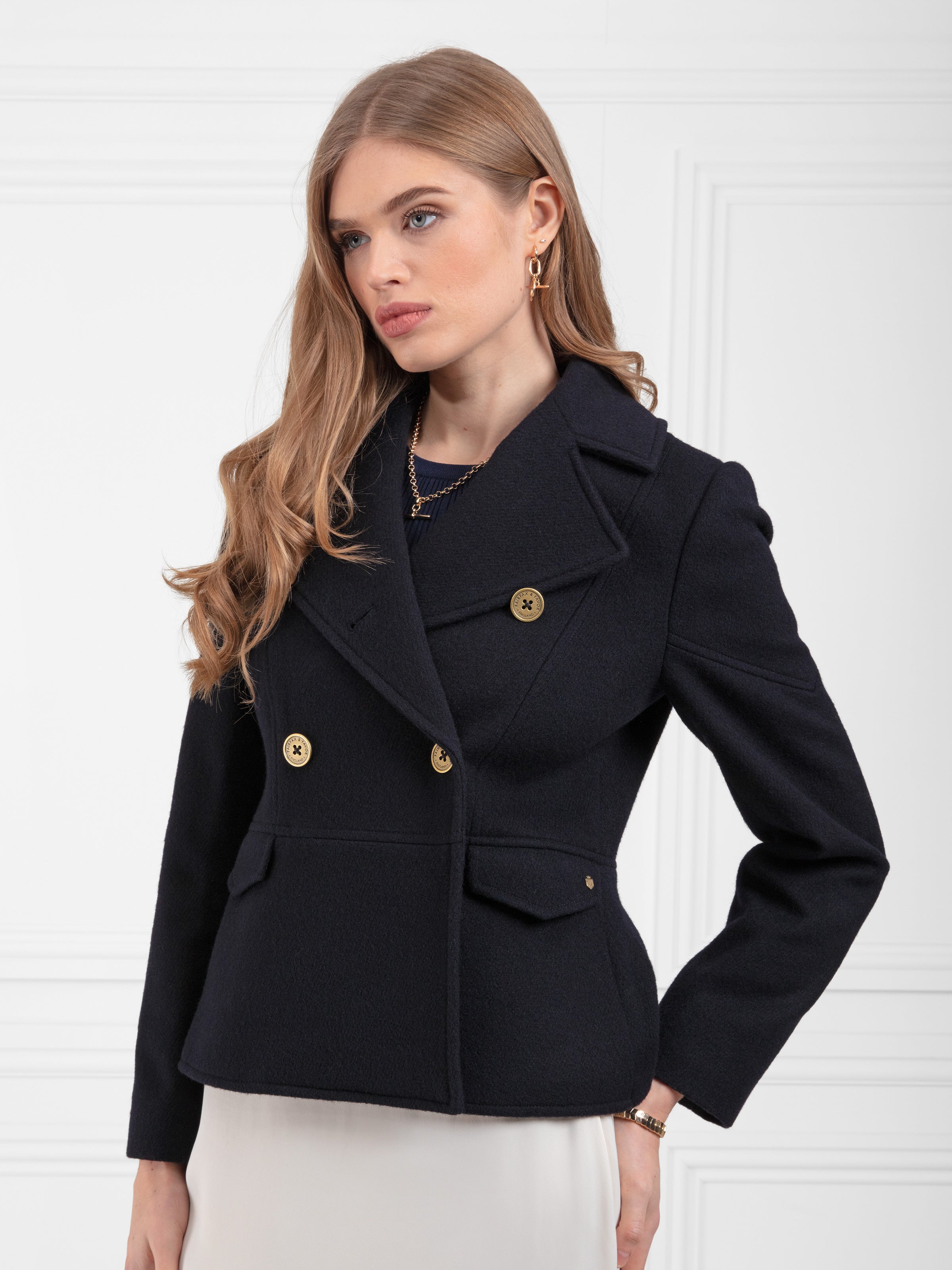 Victoria - Women's Jacket - Navy Wool | Fairfax & Favor