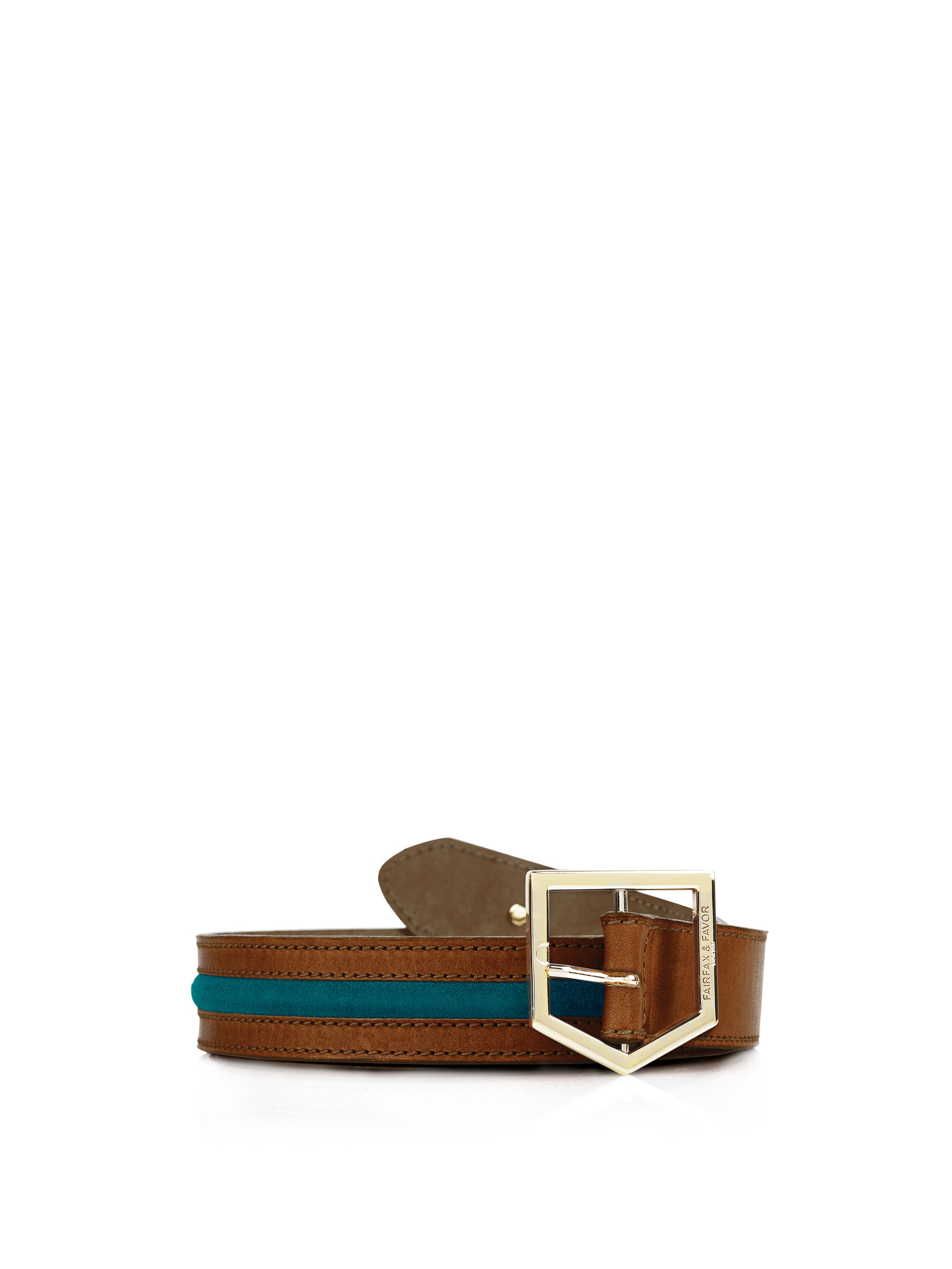 Hampton - Women's Belt - Tan & Ocean Suede | Fairfax & Favor