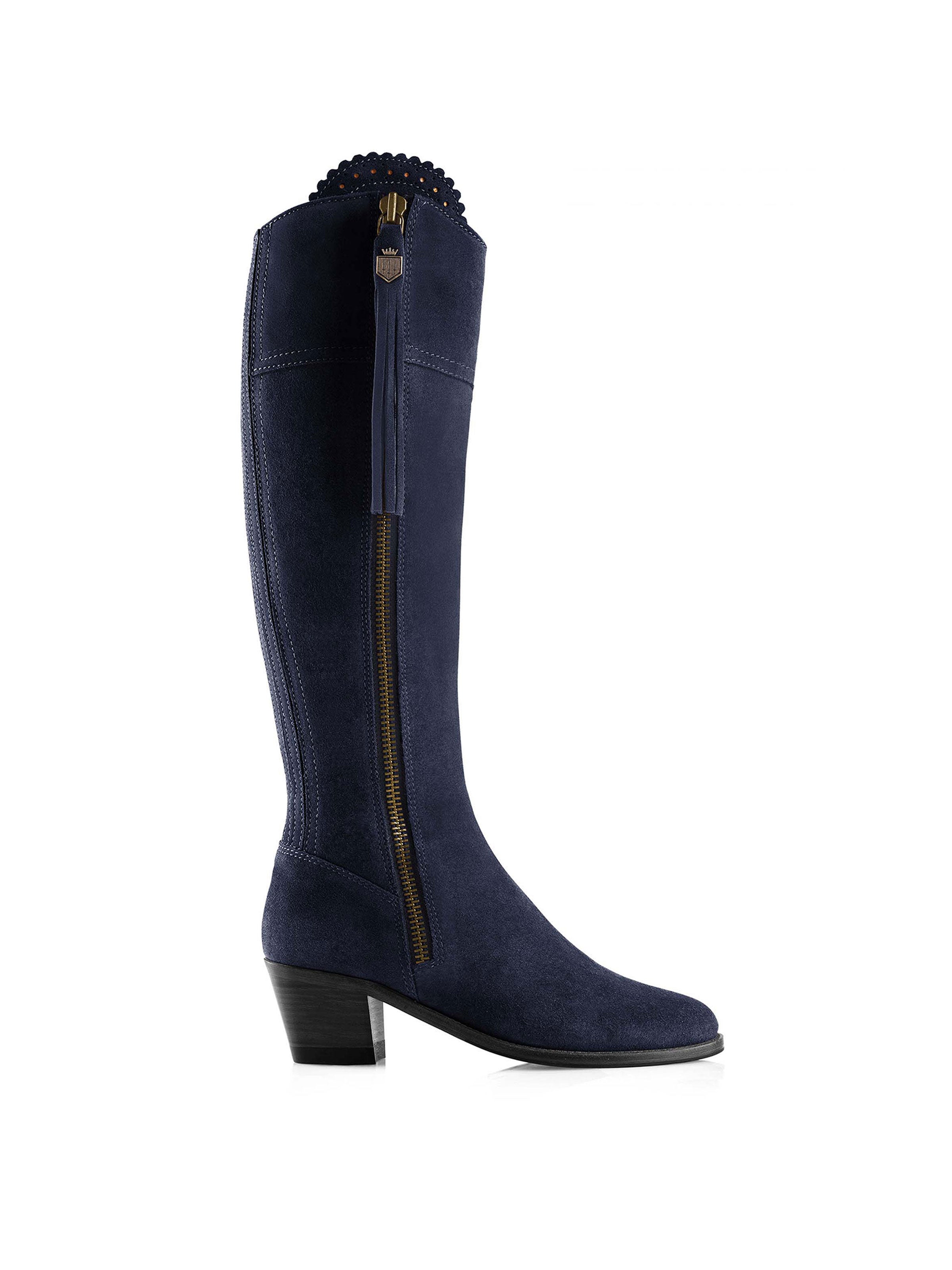 Heeled Regina Women's Tall Boots Navy Sporting | Fairfax & Favor