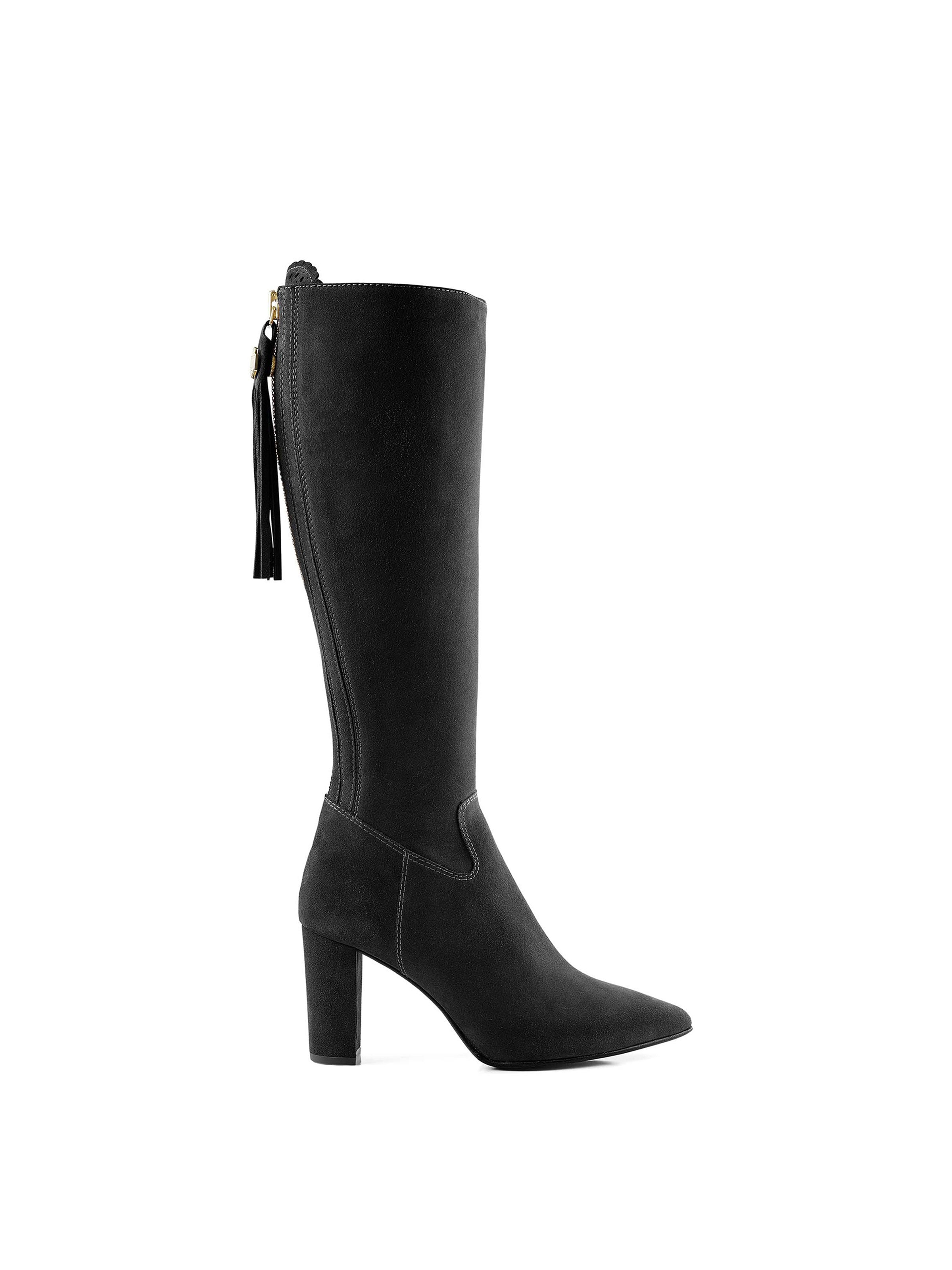 Soho - Women's Heeled Boot in Black Suede | Fairfax & Favor